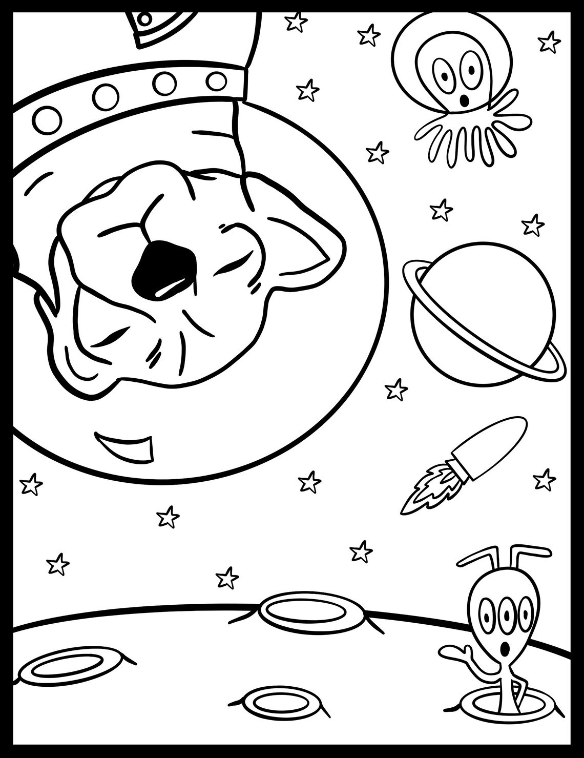 30 Dogs in Space Printable Coloring Book Dog Lovers Kids Activity PDF ...