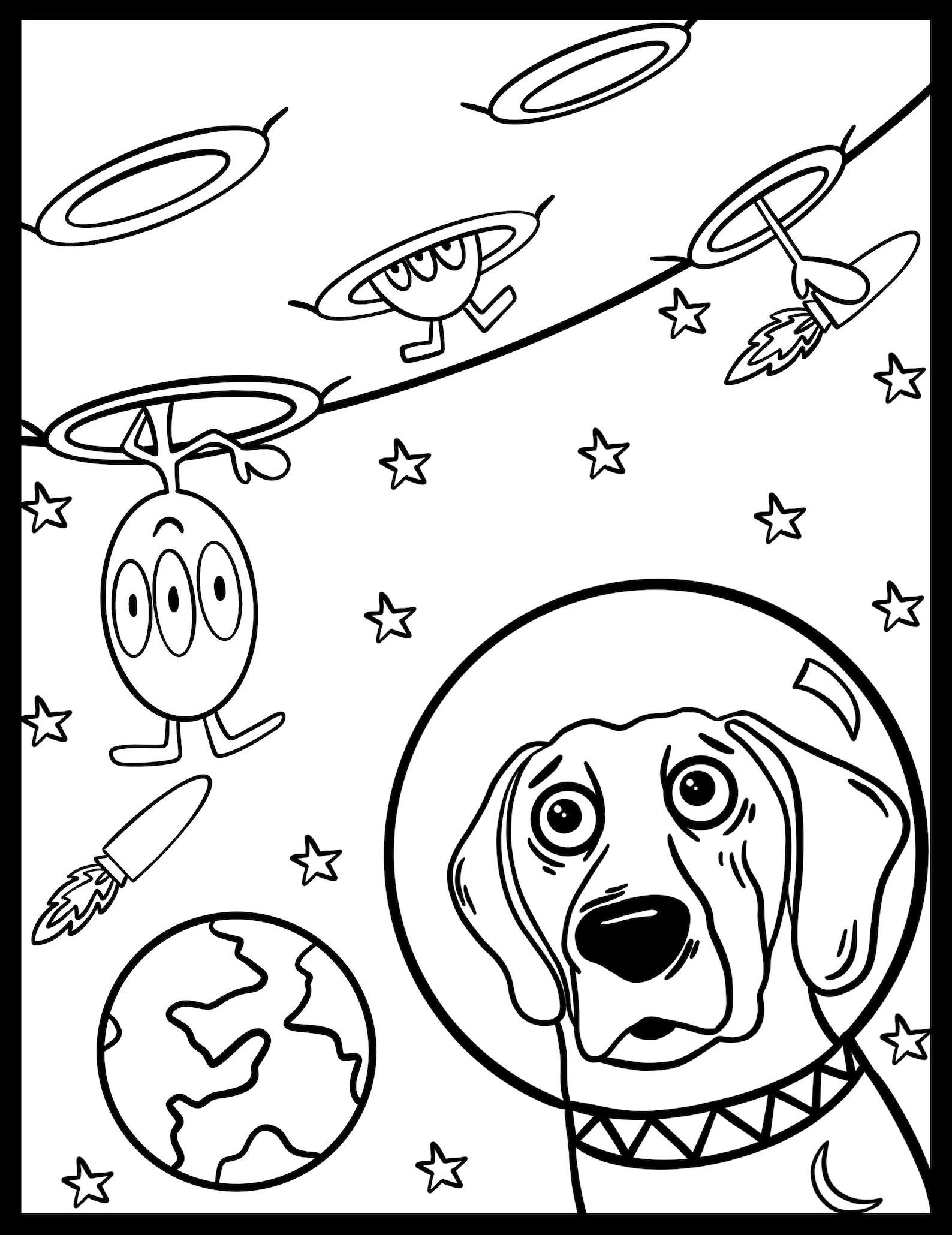 30 Dogs in Space Printable Coloring Book Dog Lovers Kids Activity PDF ...
