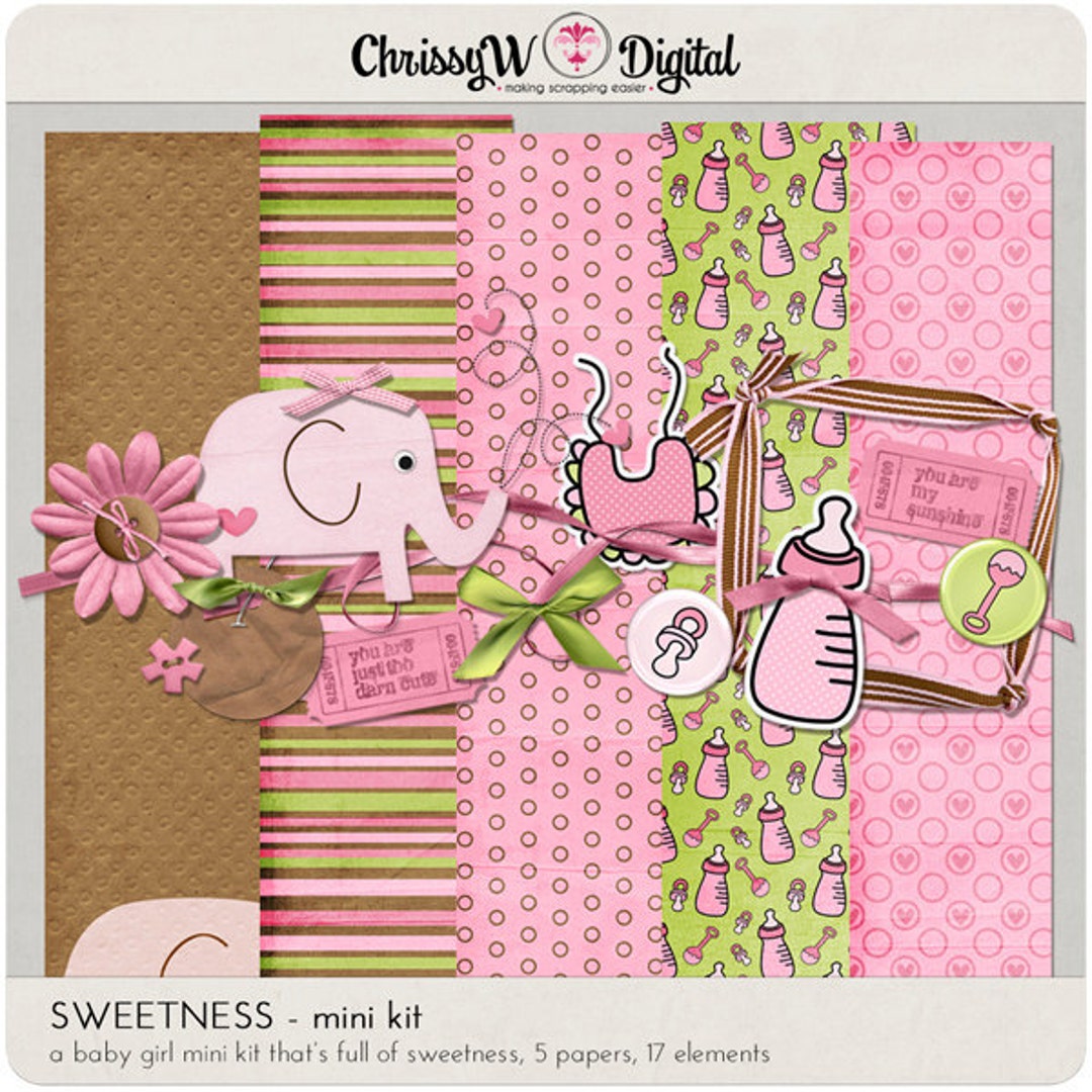 Sweetness Baby Girl Digital Scrapbooking Kit Papers & - Etsy
