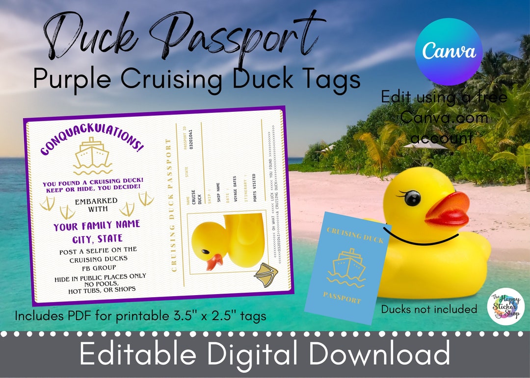 Purple Passport Cruising Ducks Digital Download | Editable, Printable ...