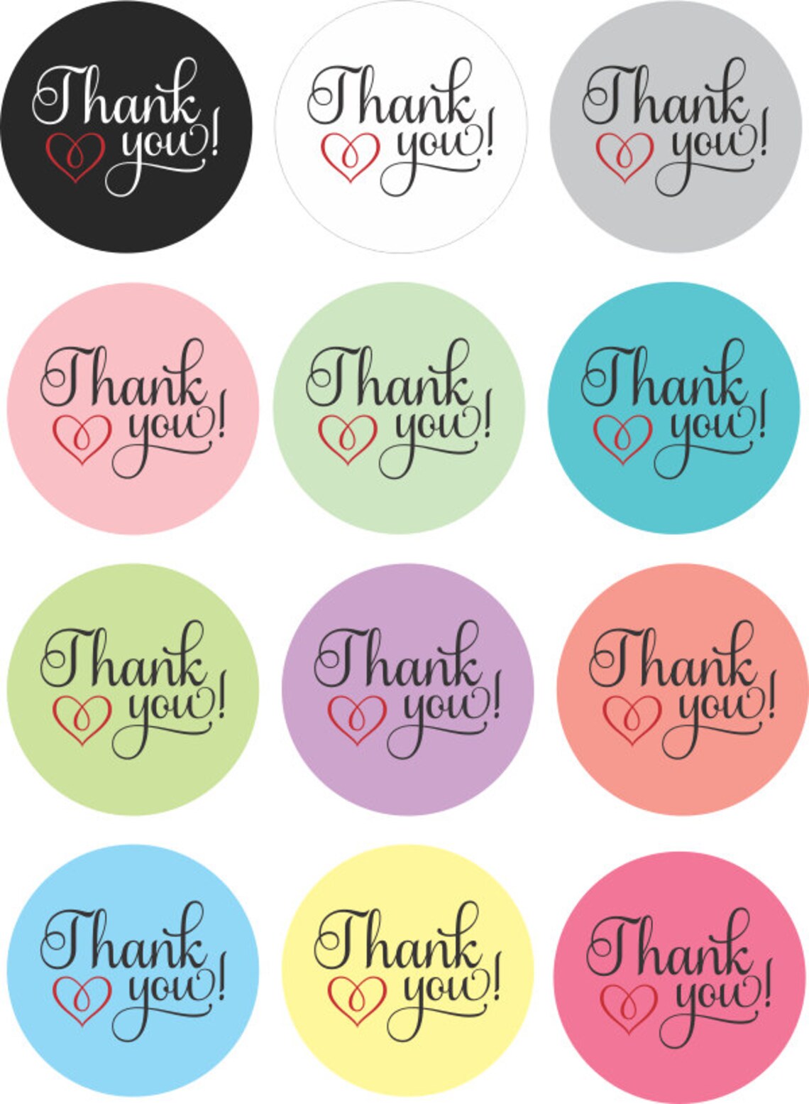 Thank You Stickers: 1.5" Glossy Vinyl Labels - Etsy
