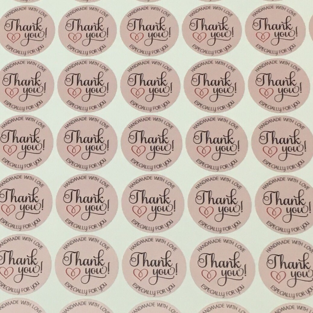 Handmade With Love Thank You Stickers Especially for You - Etsy
