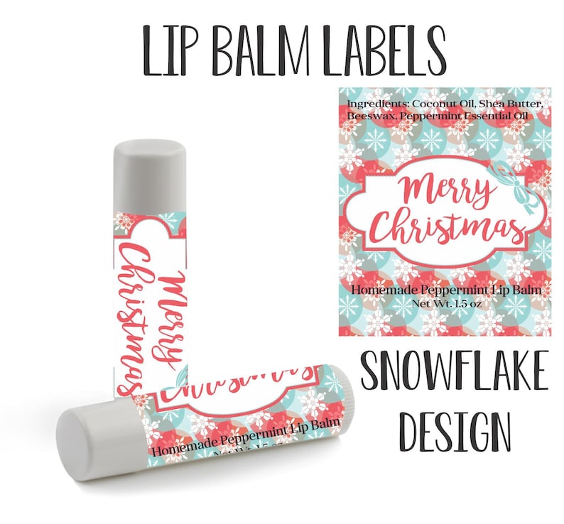 Holiday Lip Balm Labels Merry Christmas Snowflake Design - Etsy