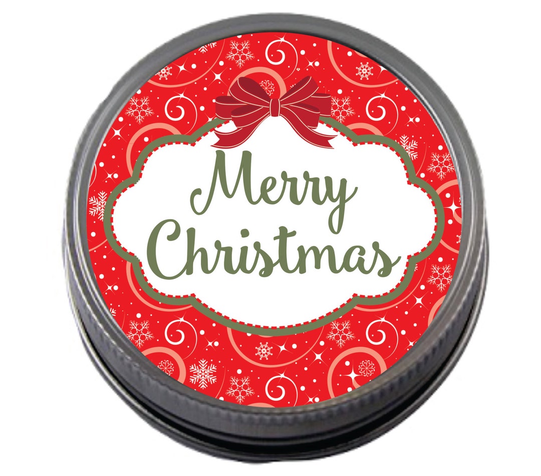 Merry Christmas Swirls Canning Lids Labels for Favor, Regular, or Wide ...