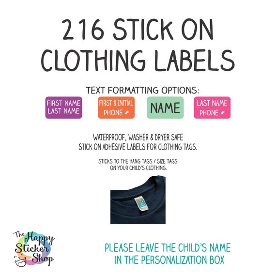 216 Super Mini Clothing Tag Stick Ons Kid's Name | Etsy