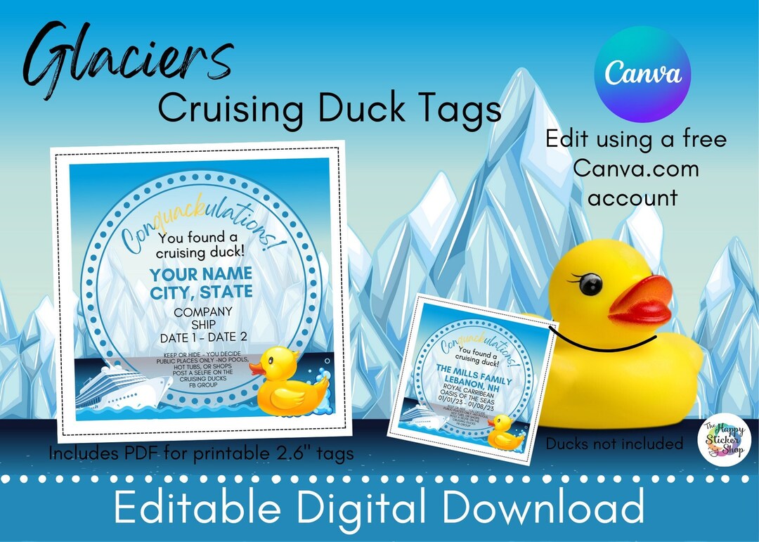 Cruising Ducks Tag Template: Editable Canva Printable (digital Download ...