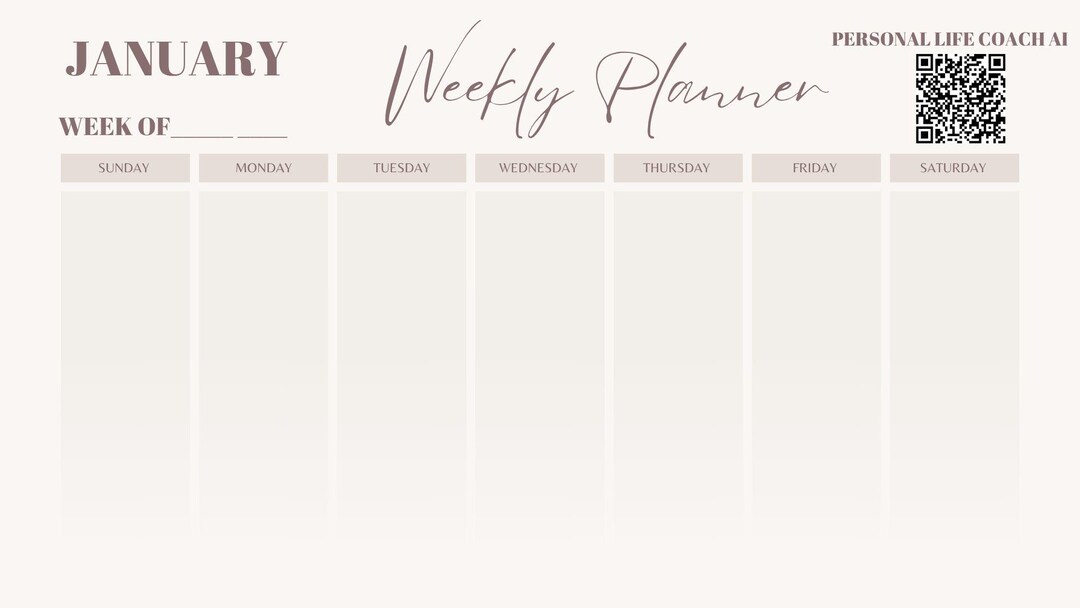 Simple Printable Weekly Planner With AI Life Coach App - Etsy