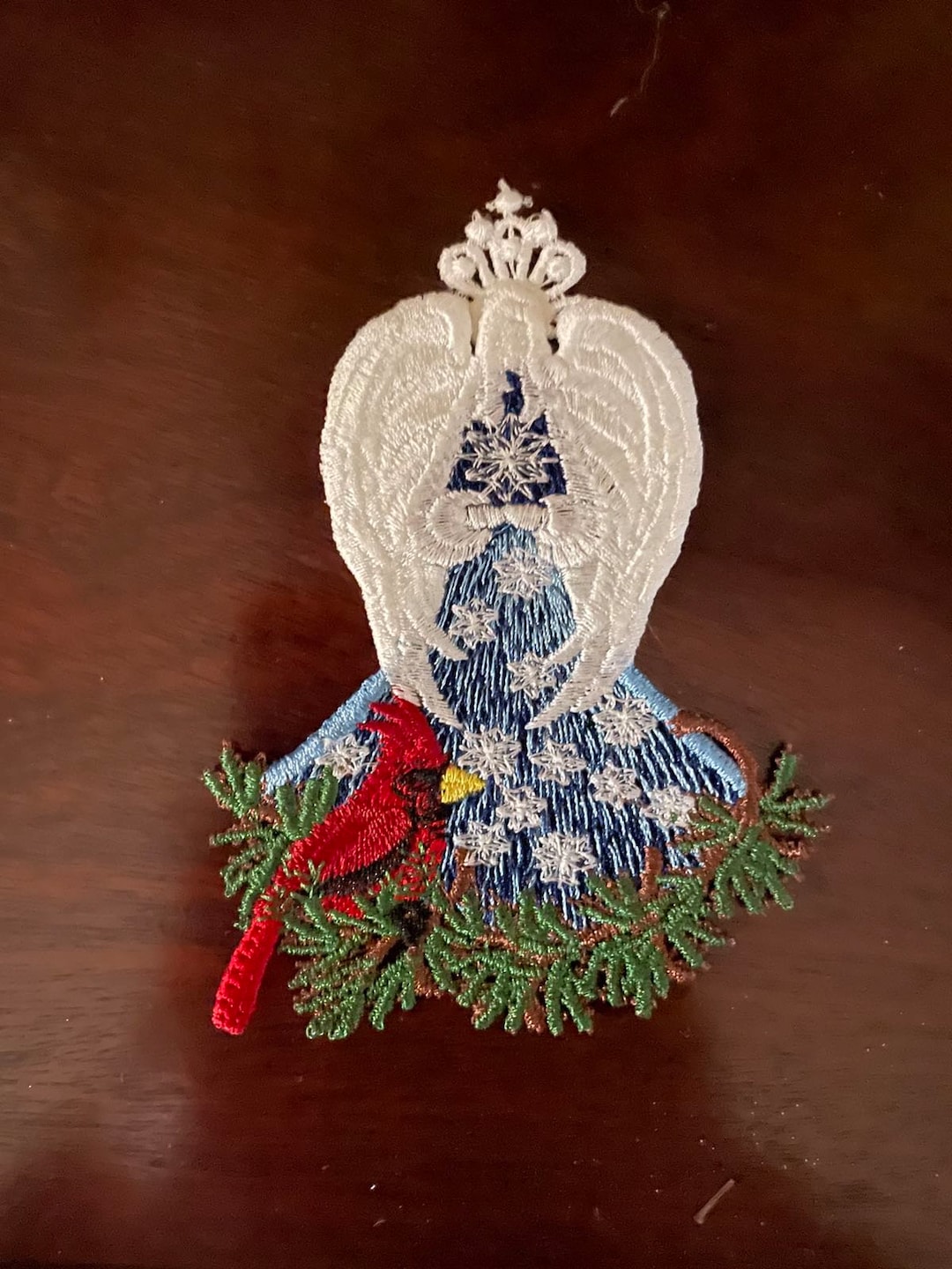 The Cardinal Angel Embroidered Free Standing Lace Ornament - Etsy