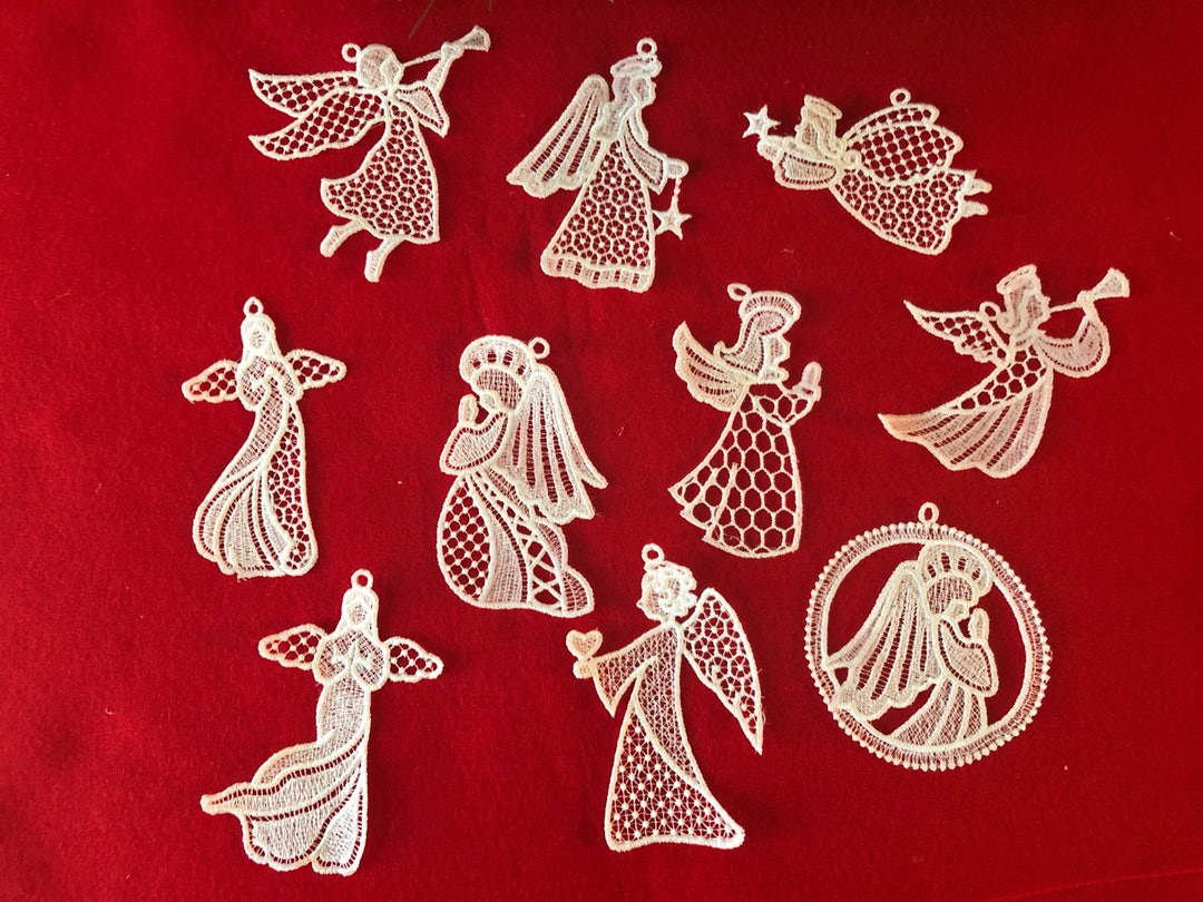 Christmas Lace Angel Ornaments (set of 10) Set 1 - Etsy