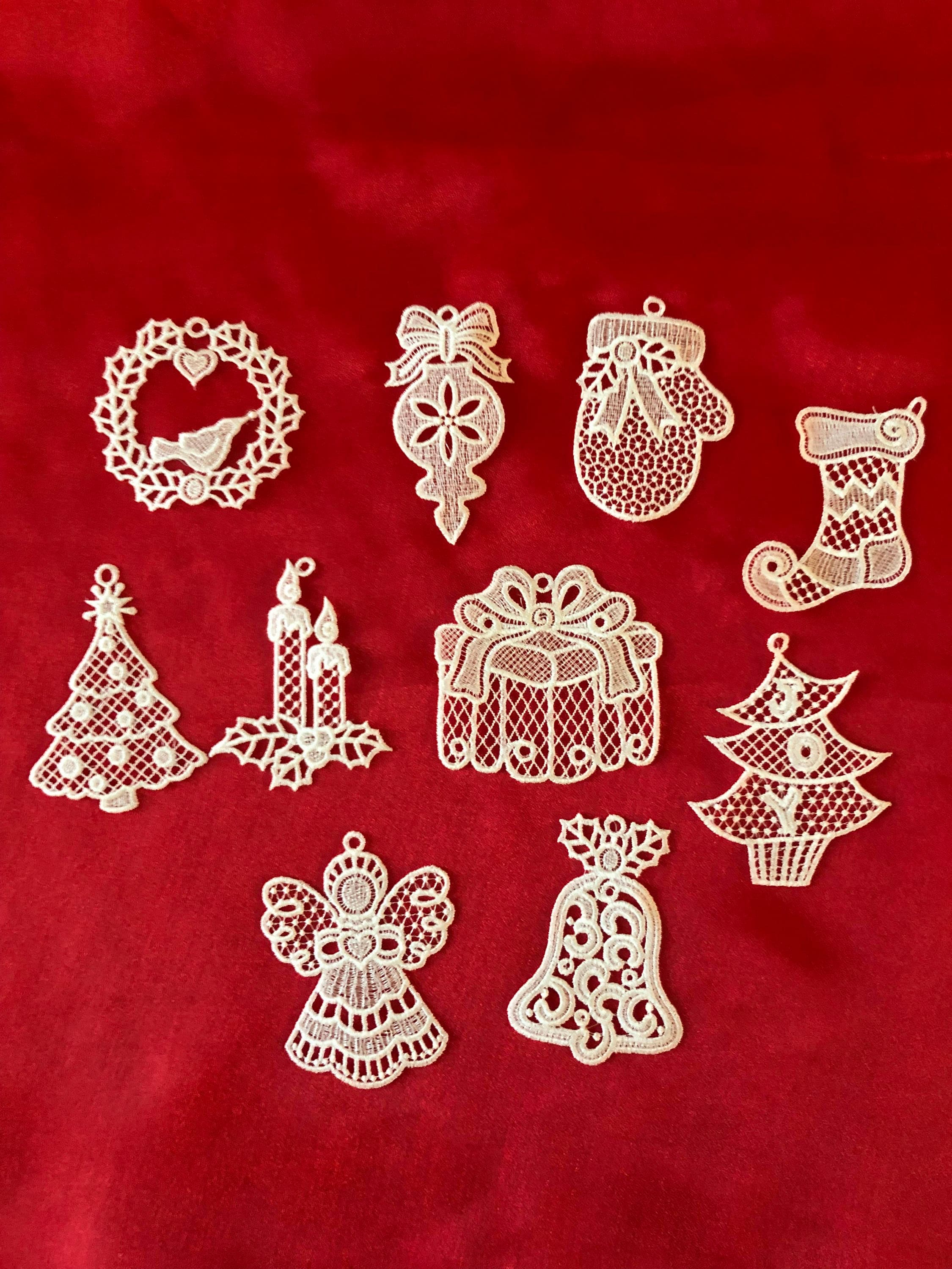 Free Standing Lace Christmas Ornaments (set 5) - Etsy