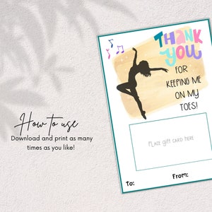 Dance Teacher Appreciation, Dance Teacher Gift Tags, Teacher Card ...