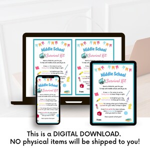 Middle School Survival Kit Gift Tag, Ditable Back to School Survival ...