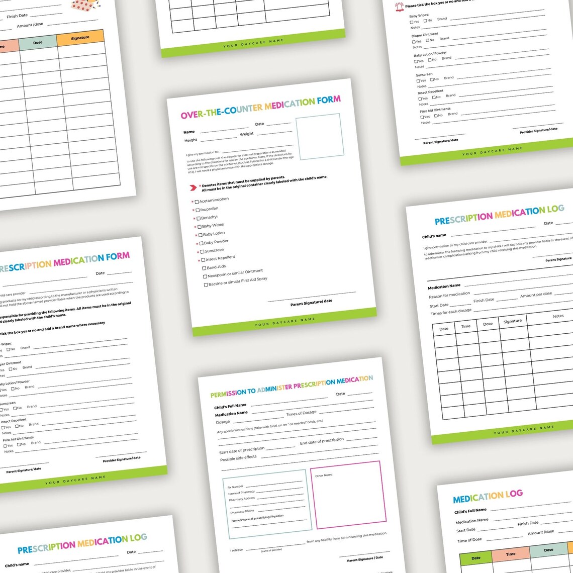 Medication Log, Medication Permission Form, Customizable on Canva ...