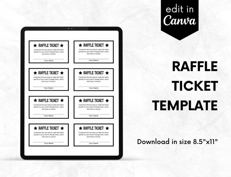Instant Download Printable Raffle Ticket Custom Diy Ticket - Etsy Canada