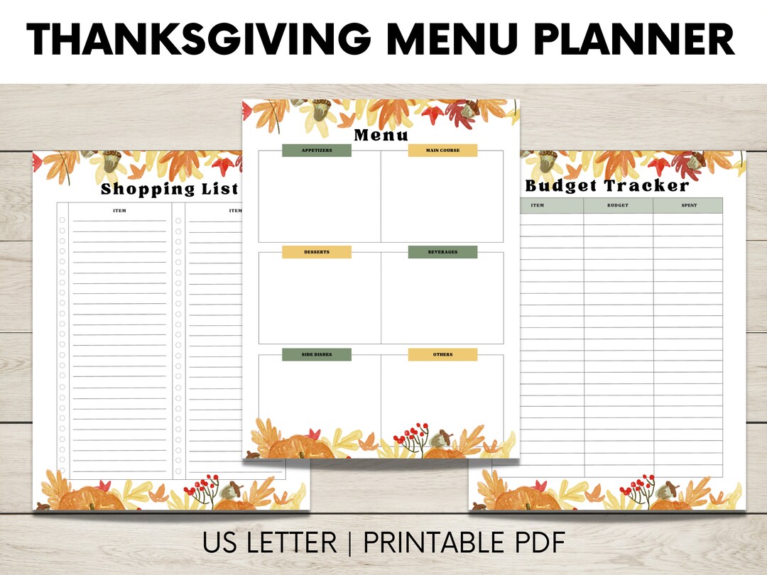 Thanksgiving Menu, Friendsgiving Menu, Thanksgiving Inventory Tracker ...