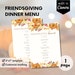 Friendsgiving Menu Printable, Thanksgiving Menu Template, Editable ...