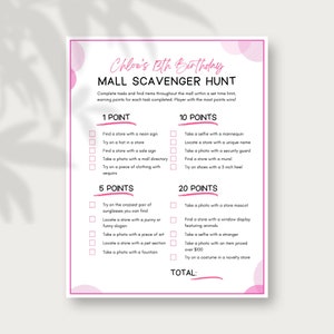 Mall Scavenger Hunt Shopping Theme, Mall Scavenger Hunt Editable Game ...