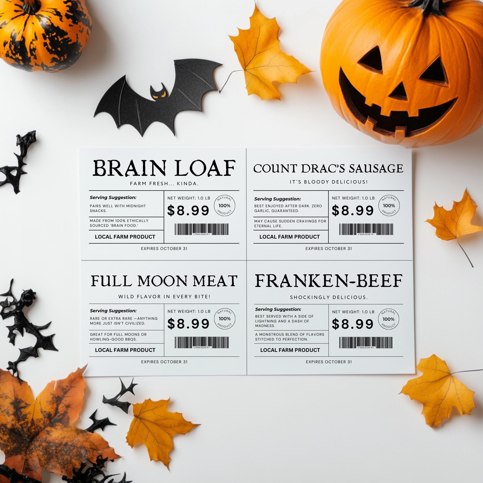 Printable Fake Meat Labels Halloween Prank Food Labels Road Kill ...