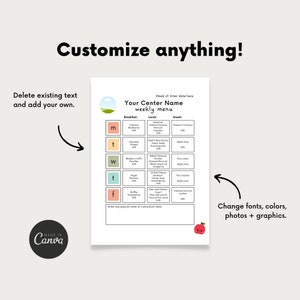 Preschool Menu, Breakfast Menu, Canva Template, Instant Download ...