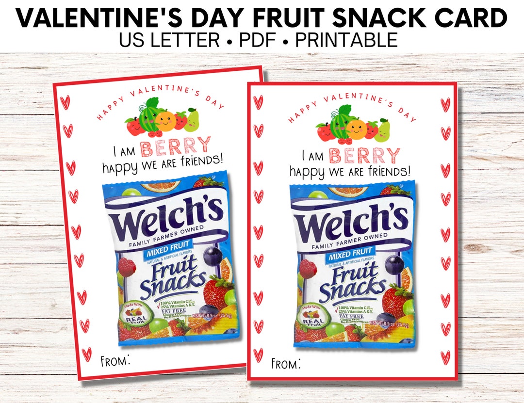 Valentines Day Fruit Snack Card Printable Fruit Snack Tag - Etsy