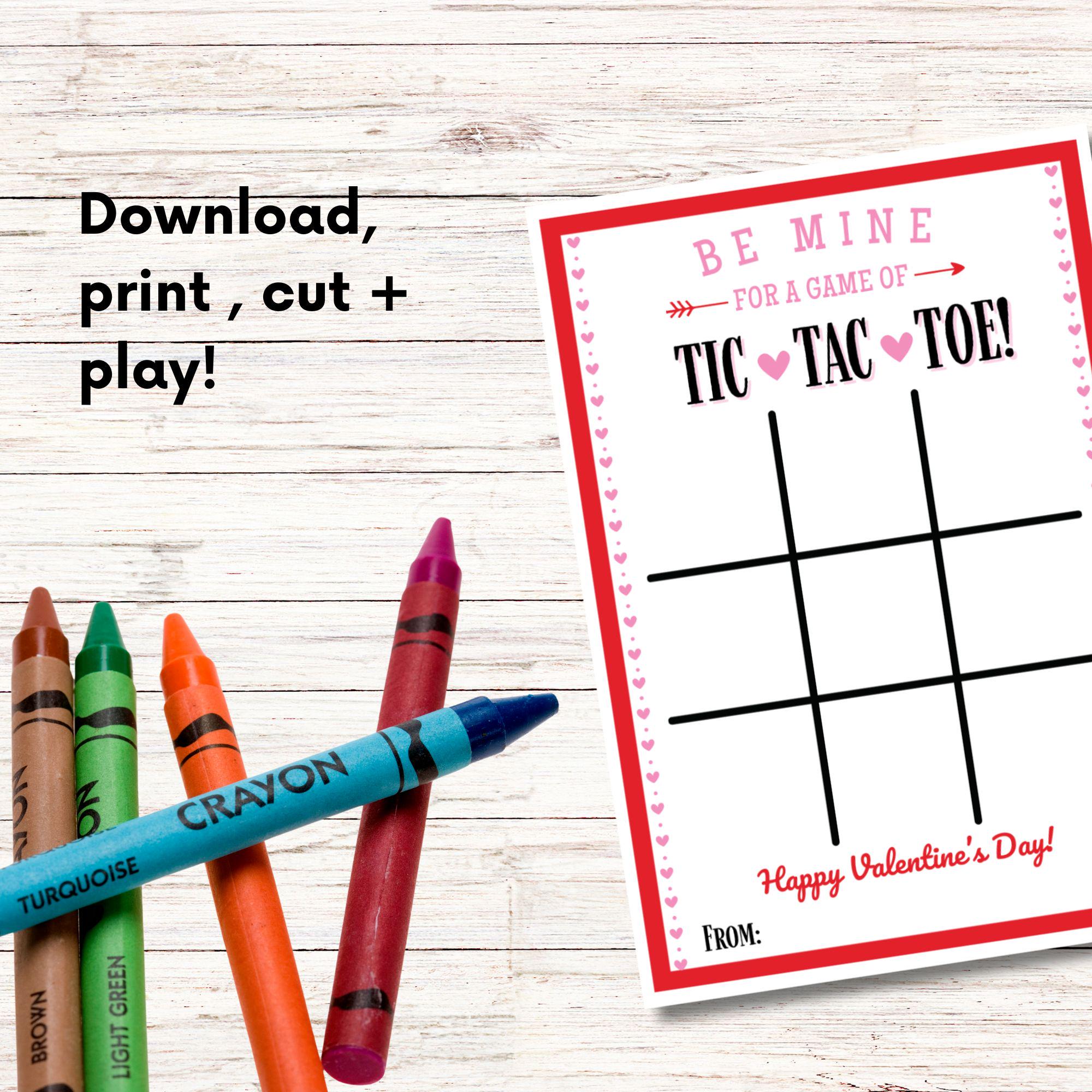 Tic Tac Toe Valentine Cards Printable Classroom Valentines Fun Game for ...