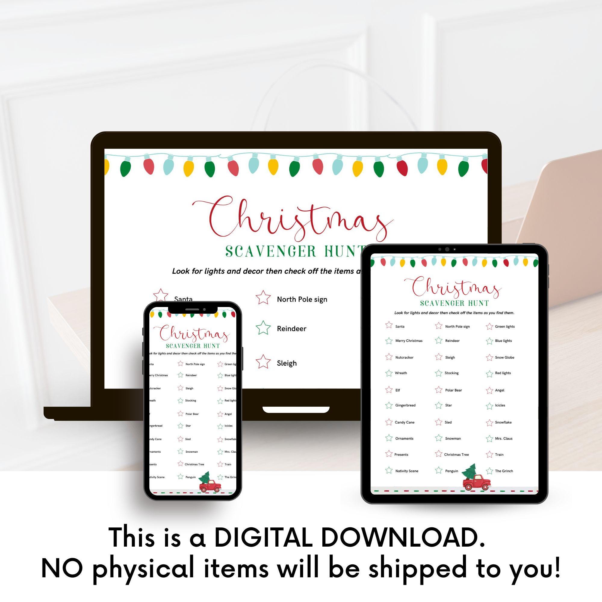 Christmas Lights Scavenger Hunt, Christmas Decoration Scavenger Hunt ...