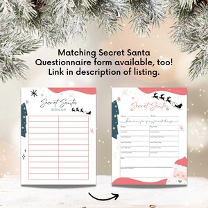 Secret Santa Sign up Sheet, Christmas Gift Exchange Sign up Sheet ...
