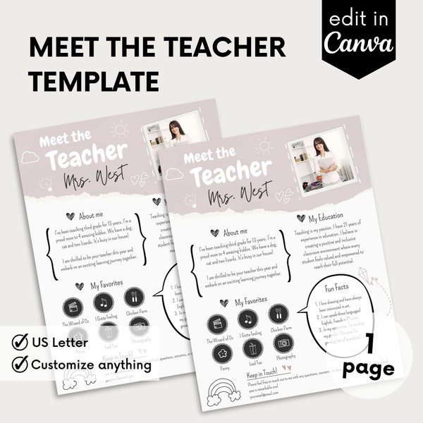 Meet the Teacher Template - Etsy