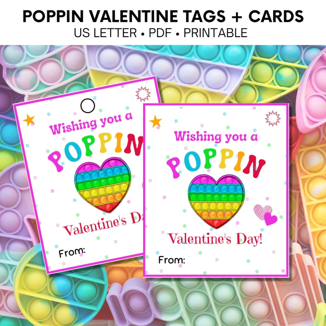 Pop It Valentine Cards, Poppin Valentine Tag Printable, Valentine Pop ...