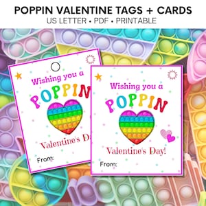 Pop It Valentine Cards, Poppin Valentine Tag Printable, Valentine Pop ...