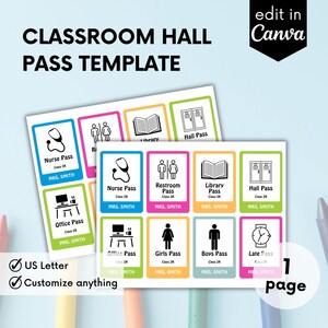 Classroom Hall Pass Template, Student Hall Passes, Hall Pass Printable ...