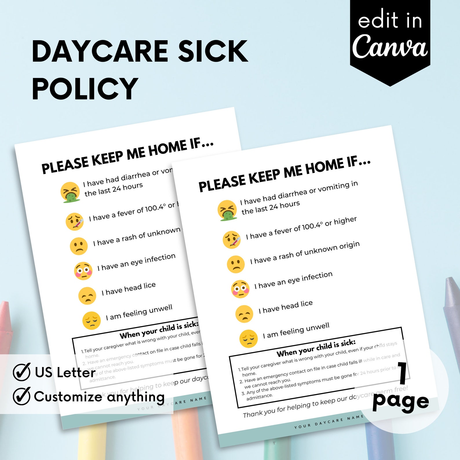 Daycare Sick Policy, Daycare Business, Childcare Policies, Inhome ...