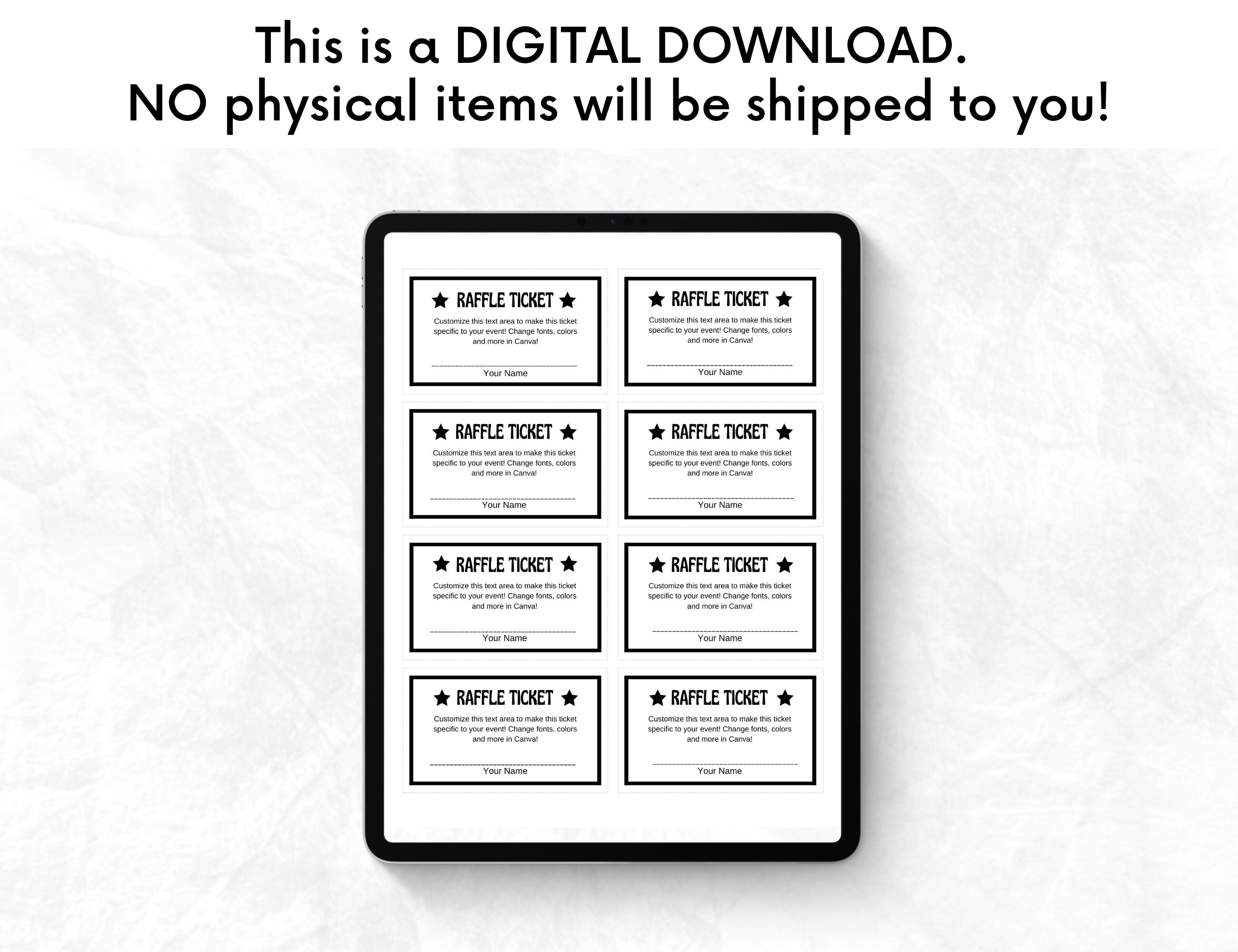 Instant Download Printable Raffle Ticket Custom Diy Ticket - Etsy Canada