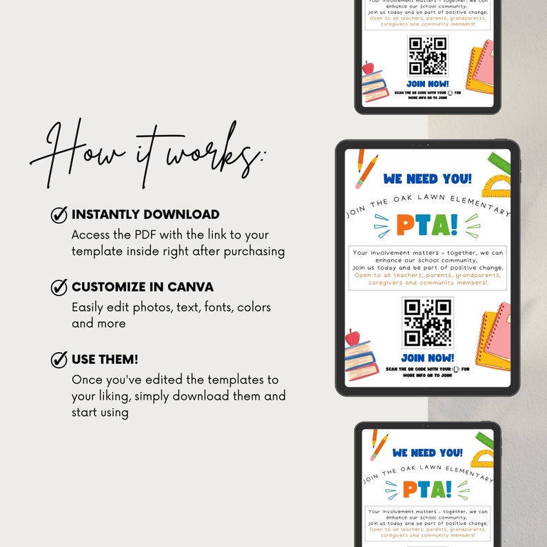 Pta Membership Form, Editable Template, School Pto Pta Recruitment Flyer With Qr Code, Why Join ...