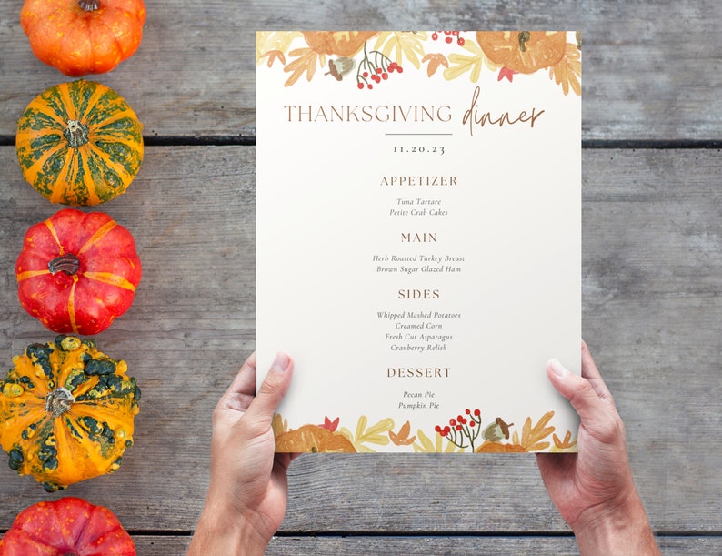 Friendsgiving Menu Printable Thanksgiving Menu Template - Etsy