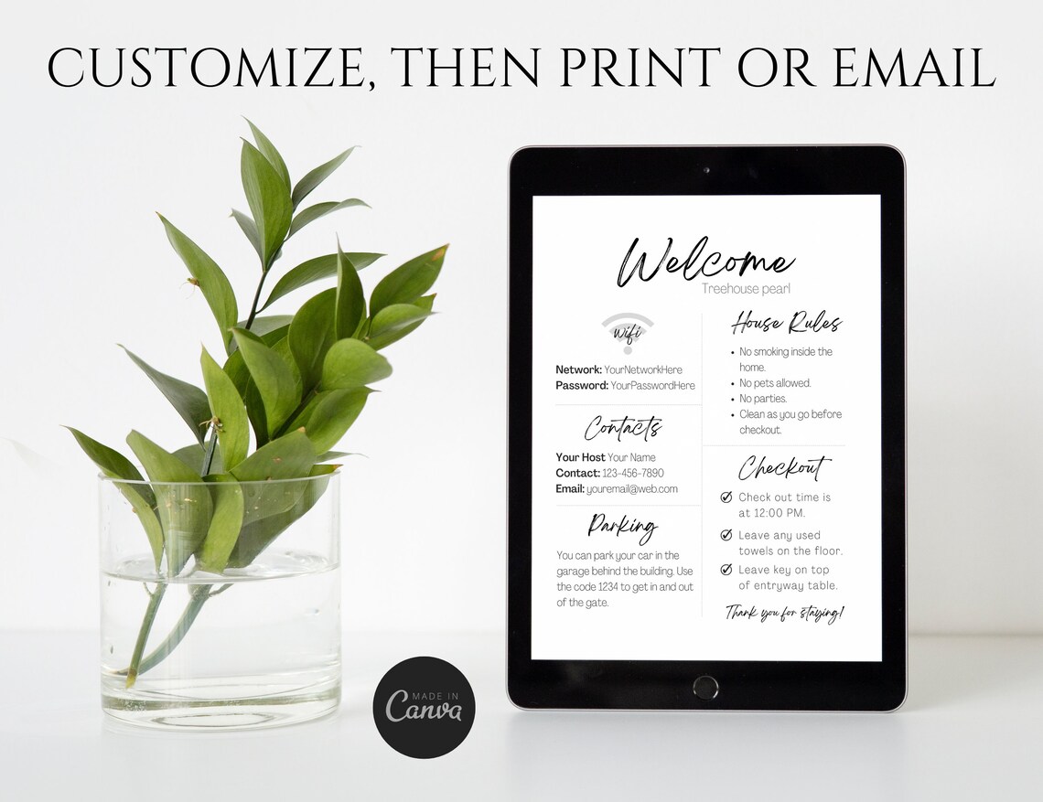 Vacation Rental Printable Signs Rental Home Wifi Sign 1 - Etsy