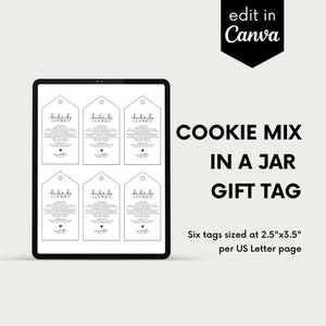 Custom Cookie Jar, Cookie Mix in a Jar Gift Tag Template, Cookie Recipe ...