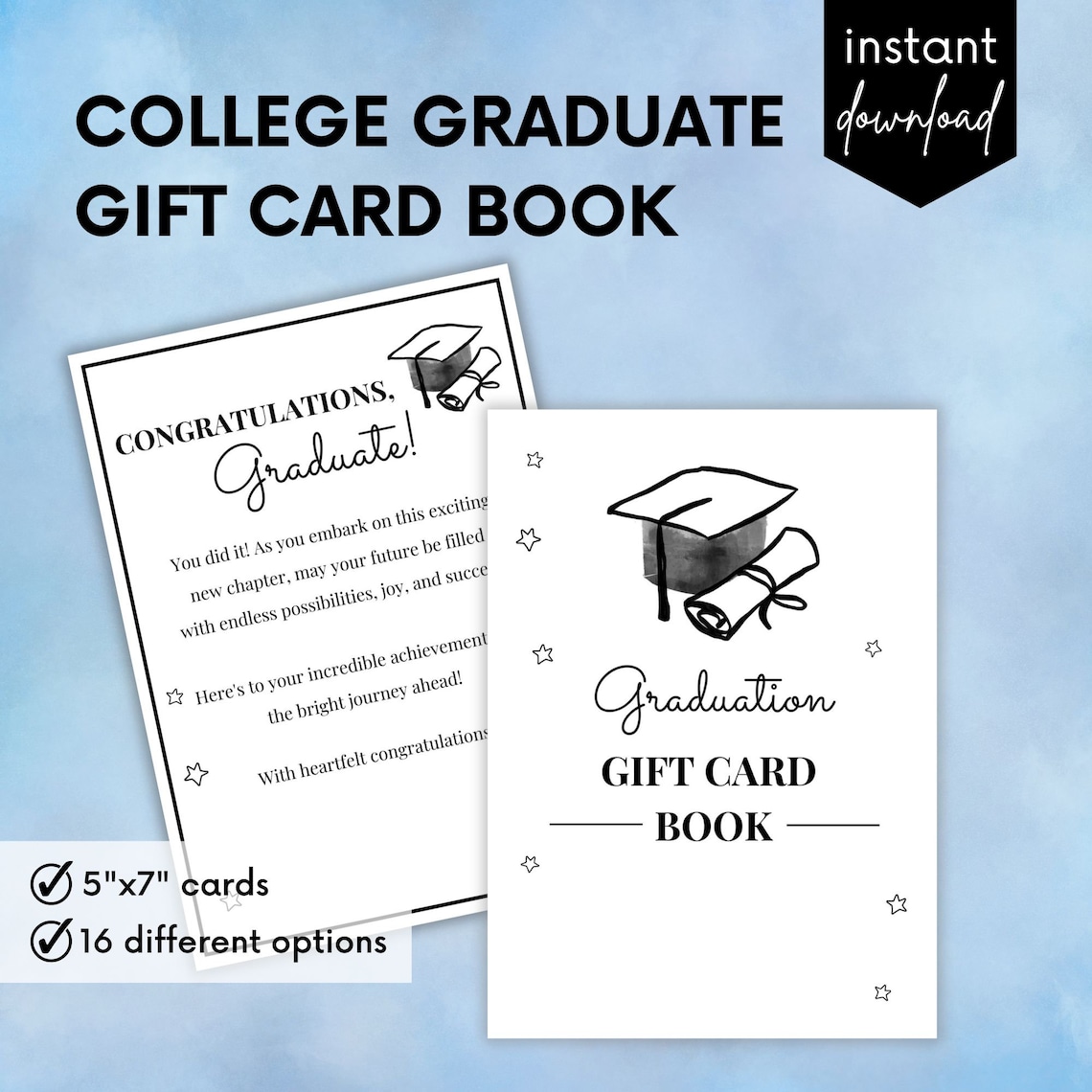 College Graduate Gift Card Book, Graduation Gift Card Holder Set ...
