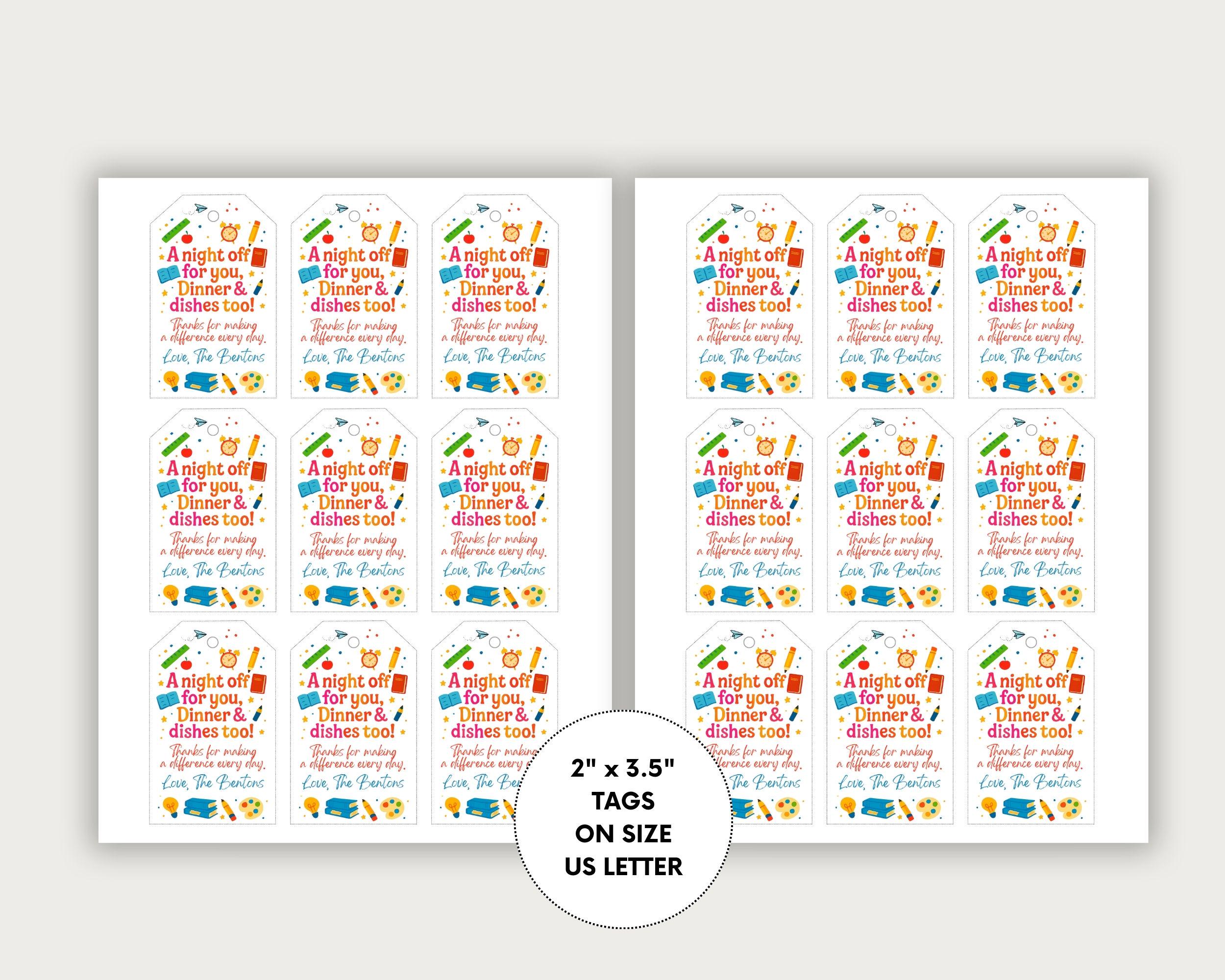 Dinner and Dishes on Us Printable Gift Tag, Editable Template for ...