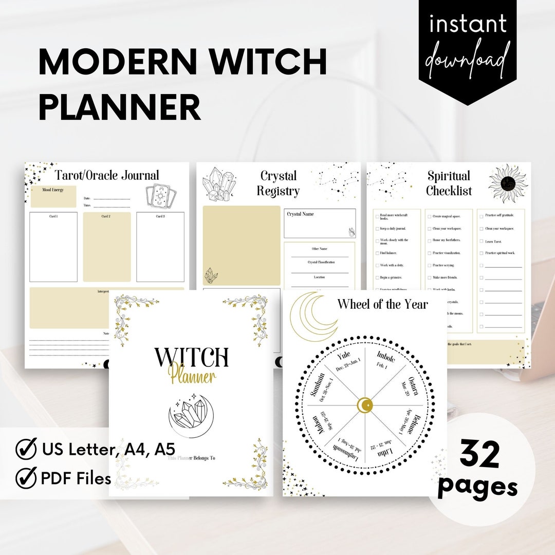 Witchy Planner, Witch Planner 2023, Spiritual Planner Printable, Yearly ...