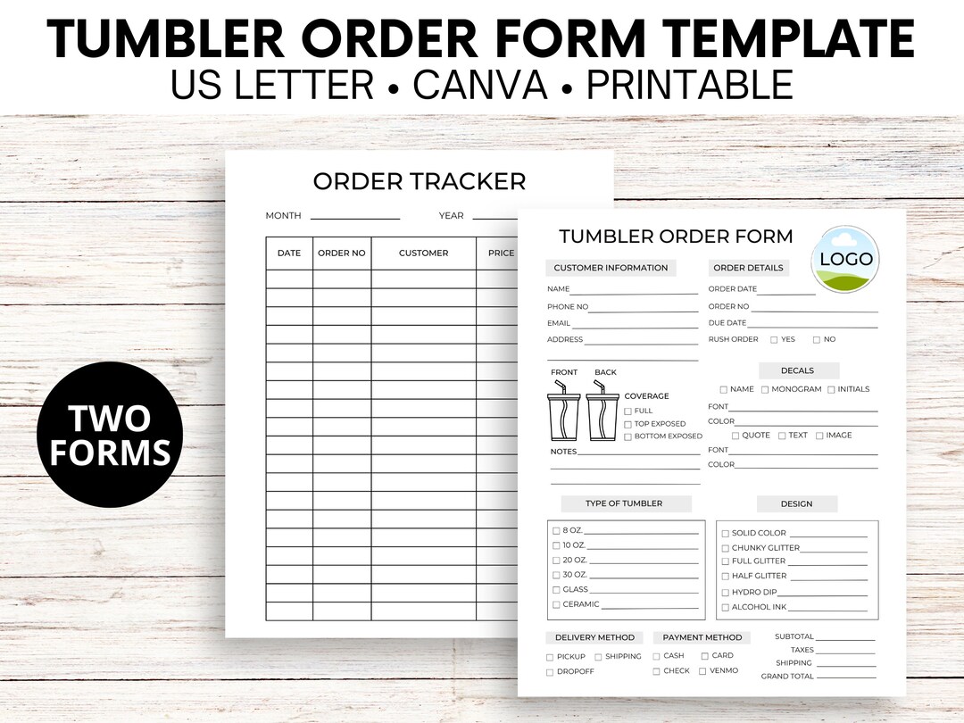Tumbler Order Form Editable Tumbler Order Form Template - Etsy