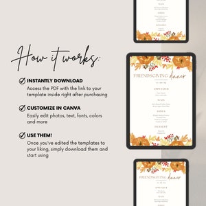 Friendsgiving Menu Printable, Thanksgiving Menu Template, Editable ...