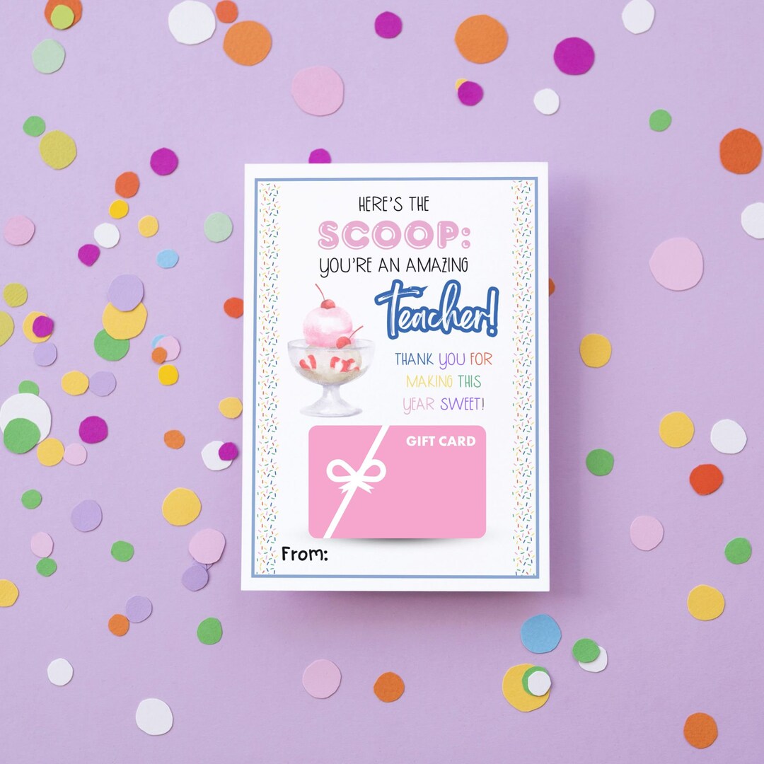 Ice Cream Gift Card Holder Printable, Here's the Scoop, Thank You Gift ...