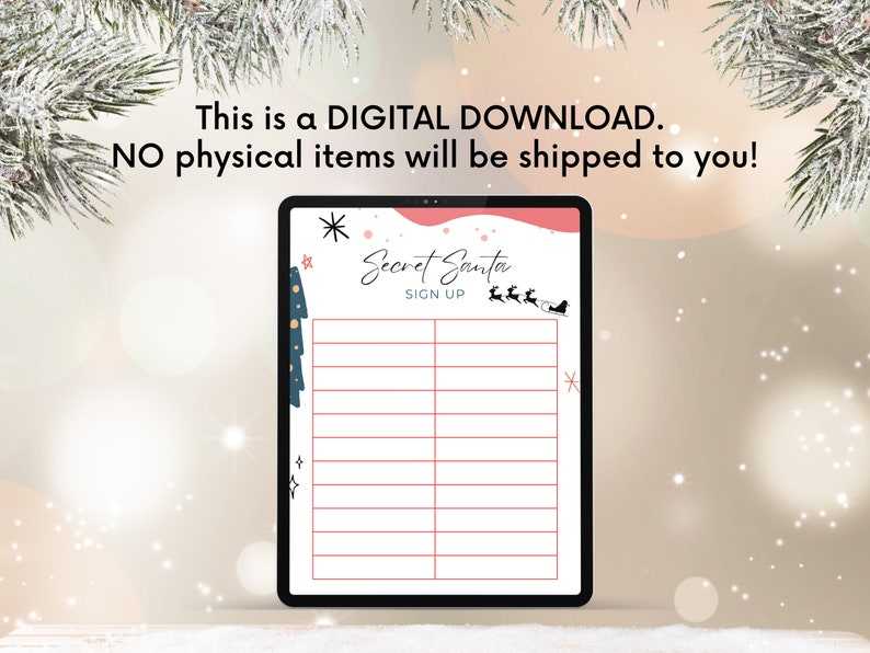 Secret Santa Sign up Sheet Christmas Gift Exchange Sign up - Etsy