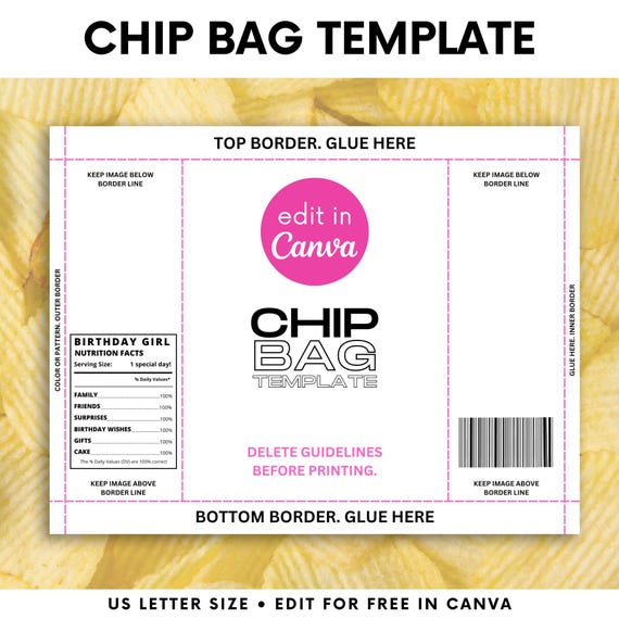 Potato Chip Bag Template Printable Printable Birthday Chip Bag