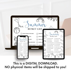 Printable Summer Bucket List, Summer Checklist, Coloring Page Print at ...