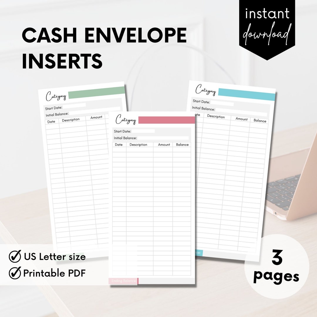 Cash Envelope Inserts, Money Tracker, Cash Tracker Sheet, Budget ...