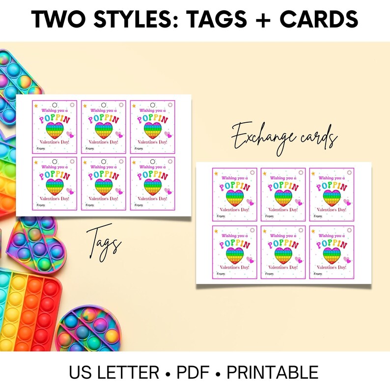 Pop It Valentine Cards, Poppin Valentine Tag Printable, Valentine Pop ...