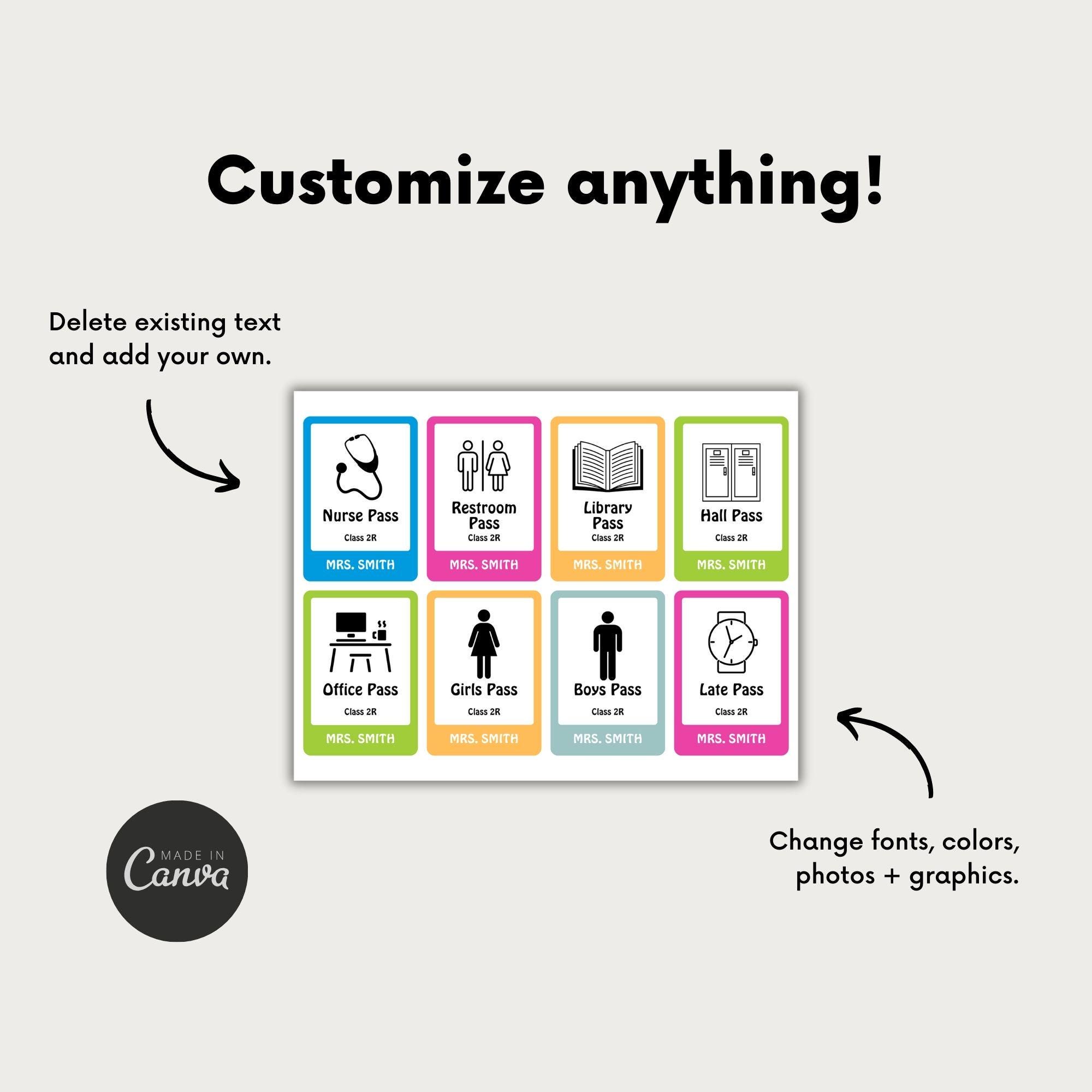 Classroom Hall Pass Template, Student Hall Passes, Hall Pass Printable ...