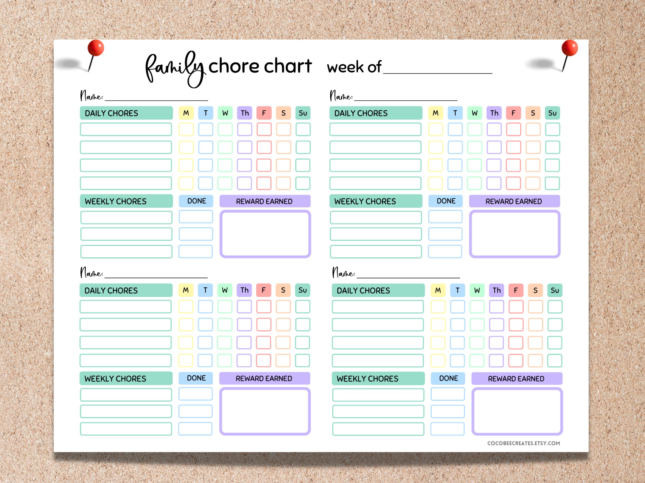 Family Chore Chart Chore Chart Printable Chore Chart for - Etsy Hong Kong